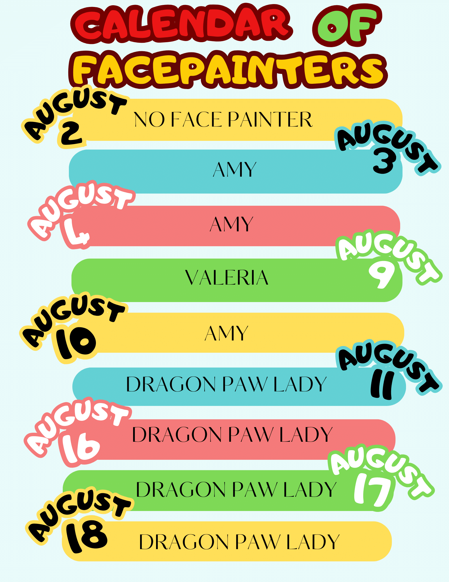 August Face Painting